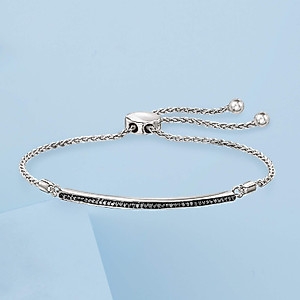 Ross-Simons 0.15 ct. t.w. Black Diamond Bar Bolo Bracelet in Sterling Silver