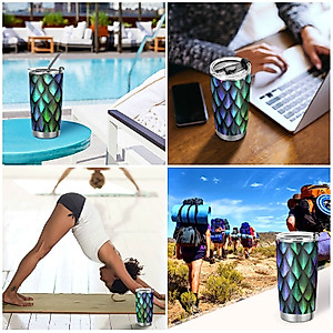 Yasala Tumbler Dragon Scales Dino Skin Insulated Office Coffee Cup Back to School Beverage Container Travel Mug with Straw and Lid Double Wall Stainless Steel 20oz