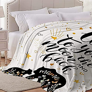 Todeyya Mama Bear Love You Moon and Back Blanket - ​Super Soft Flannel Fleece Blanket, Lightweight Microfiber Cozy Plush Blanket for Couch Sofa Gifts L 80x60 in for Adults