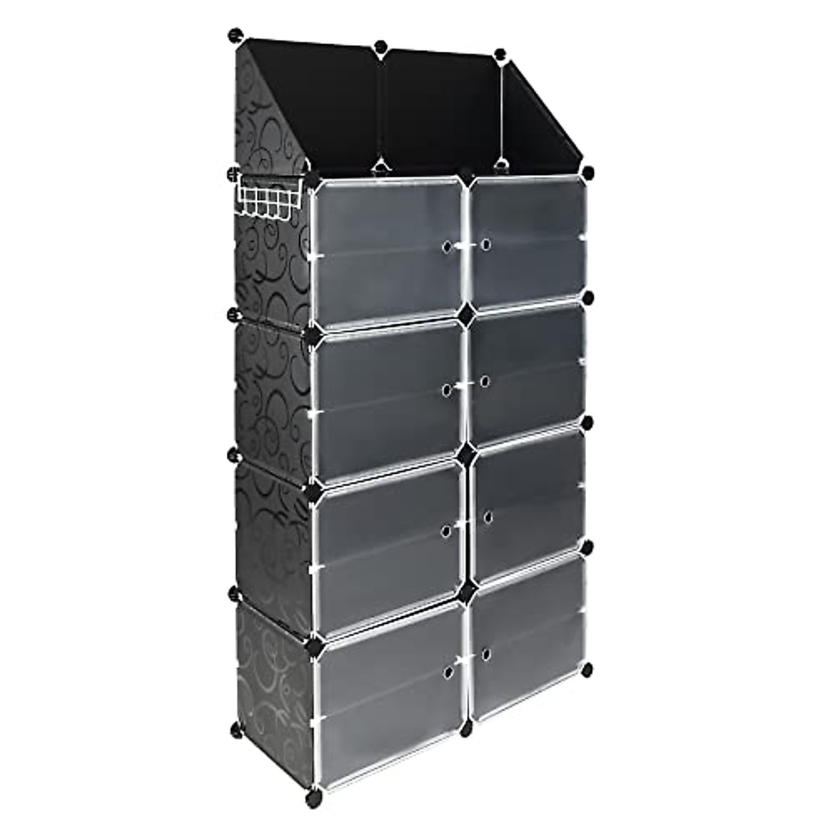 ALUPOM Shoe Rack Storage Organizer with Doors, 8 Tier Shoe Storage Cabinet with Side Hooks, Stackable 32 Pair Shoe for Entryway, Hallway, Small