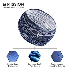 MISSION Cooling Neck Gaiter 12+ Ways To Wears, Face Mask, UPF 50, Cools when Wet Matrix Camo Blue