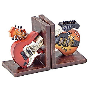 Bellaa 26249 Bookends Vintage Guitar Music Lovers Books Ends Holder Gifts 6 Inch
