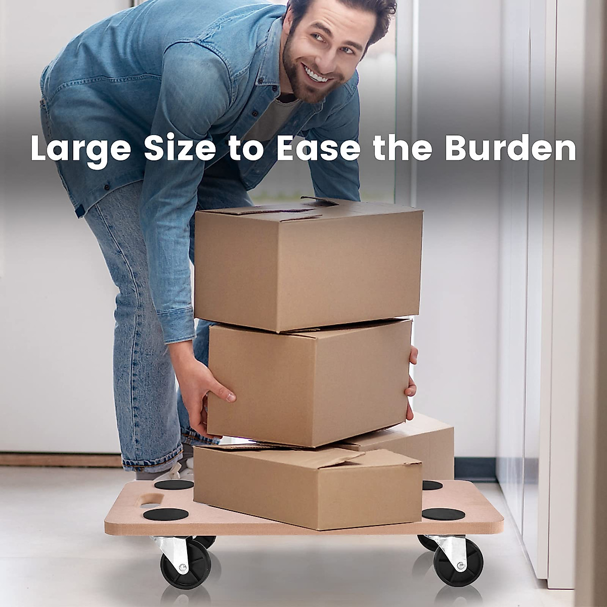 BOSEO Furniture Dolly, Securely Holds 500 Lbs Heavy Duty 4 Wheels Moving Dolly, Furniture Movers with Wheels for Piano Couch Fridge Heavy Items(23" x11.5" Platform)