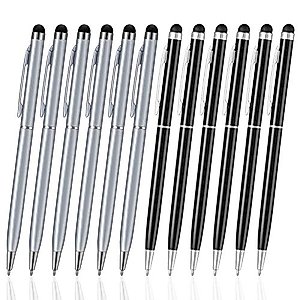 ORIbox Stylus Pen Ballpoint Pen,12pcs Universal 2 in 1 Capacitive Stylus Ballpoint Pen for iPad, iPhone, Samsung, HTC, Fire tablet, Tablet, All Capacitive Touch Screen Device(6 Black,6 Sliver)