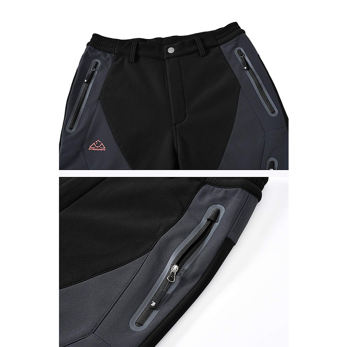 YSENTO Men's Hiking Cargo Pants Waterproof Windproof Fleece Lined Ski Snow Insulated Pants Black US 32