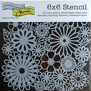 3 Crafters Workshop Mixed Media Stencils | Gears, Clock, Steampunk, Watch Face, Flower Designs | for Journaling, Scrapbooking, Card Making | 6 Inch x 6 Inch Templates Set with Board, Total 4 Items