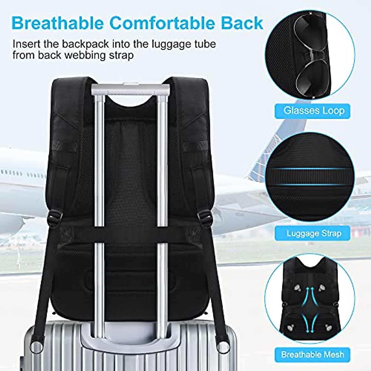 ANKUER Extra Large Travel Backpack for Men Women: 17 in Laptop Backpacks for School, Anti Theft TSA Travel Bag with USB Charging Port, Business Computer Bag (Blue)