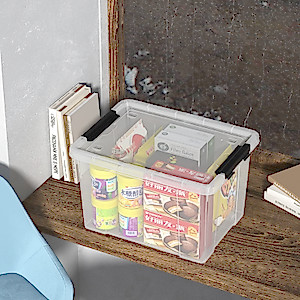 Zopnny 24 Quart Clear Plastic Storage Bin with Lid, Stackable Organizer Latch Box Tote for Home, Garage, School, and Office, 4-Pack