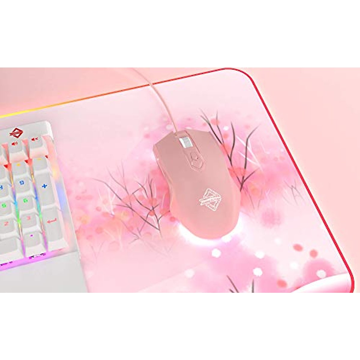 FIRSTBLOOD ONLY GAME. AJ52 Watcher RGB Gaming Mouse, Programmable 7 Buttons, Ergonomic LED Backlit USB Gamer Mice Computer Laptop PC, for Windows Mac OS Linux, Pink