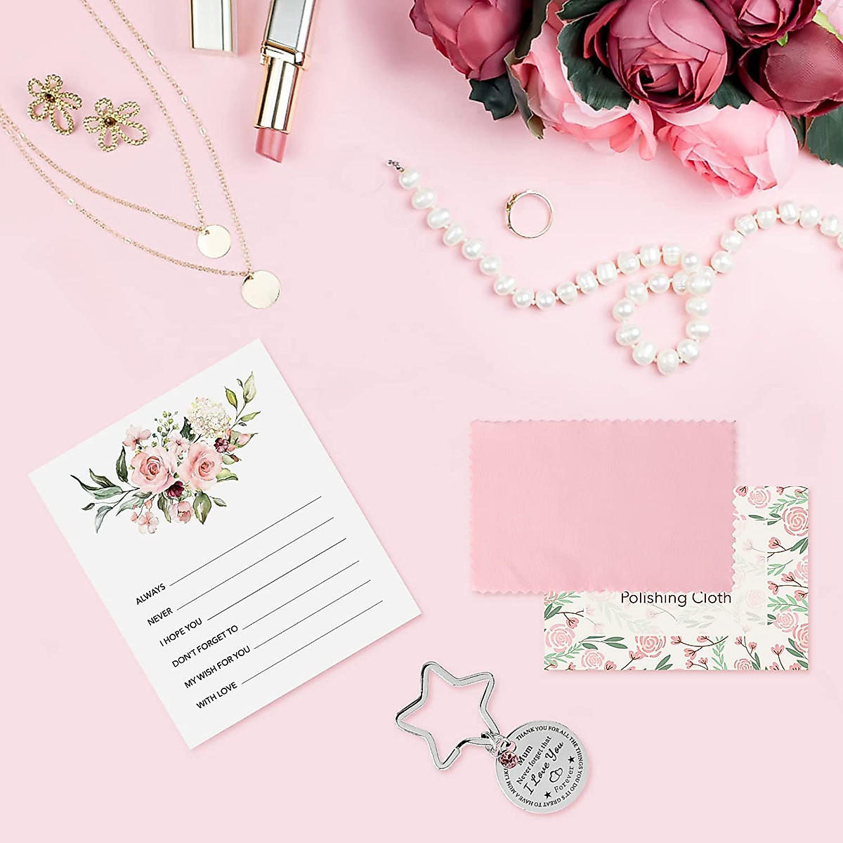 ABROML Mom Gifts Presents for Mom Birthday Gifts Mothers Day Gifts From Daughter, Son, Birthday Gifts for Mom, Valentines Day Gifts for Mom, 20oz Wine Tumbler with Rose Gold Mirror, Keychai (Style 1)