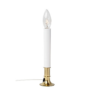 Creative Hobbies® Electric Window Candle Lamp with Brass Plated Base, On/Off Switch, Light Bulb, Ready to Use!