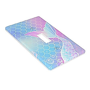 Mermaid Light Switch Cover Cover Electrical Duplex Combination For Kids Girls Bedroom Kitchen Home Bathroom Decor -Single Toggle