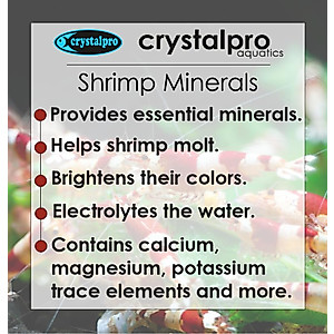 Crystalpro Shrimp Minerals 16.9 Oz-Essential Minerals for Shrimp Tanks and Invertebrates Aquarium Salt for Freshwater Tank (500 ml) Treats 2650 Gallons
