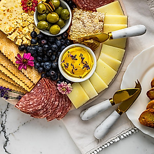 The Bamboo Abode Marble Cheese Knife Set | Cheese Knives, Cheese Knife Set for Charcuterie Board, Cheese Board Accessories, Cheese Tools, Charcuterie Knife Set, Housewarming Gift New Home