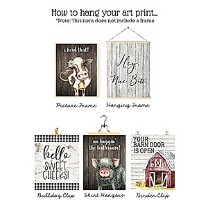 I Herd That! - Funny Farmhouse Bathroom Themed Decor Art Farm Rustic Wood Style Wall Prints Set Cow Pig Poster Signs Typography Cute Rules Toilet Paper Truck