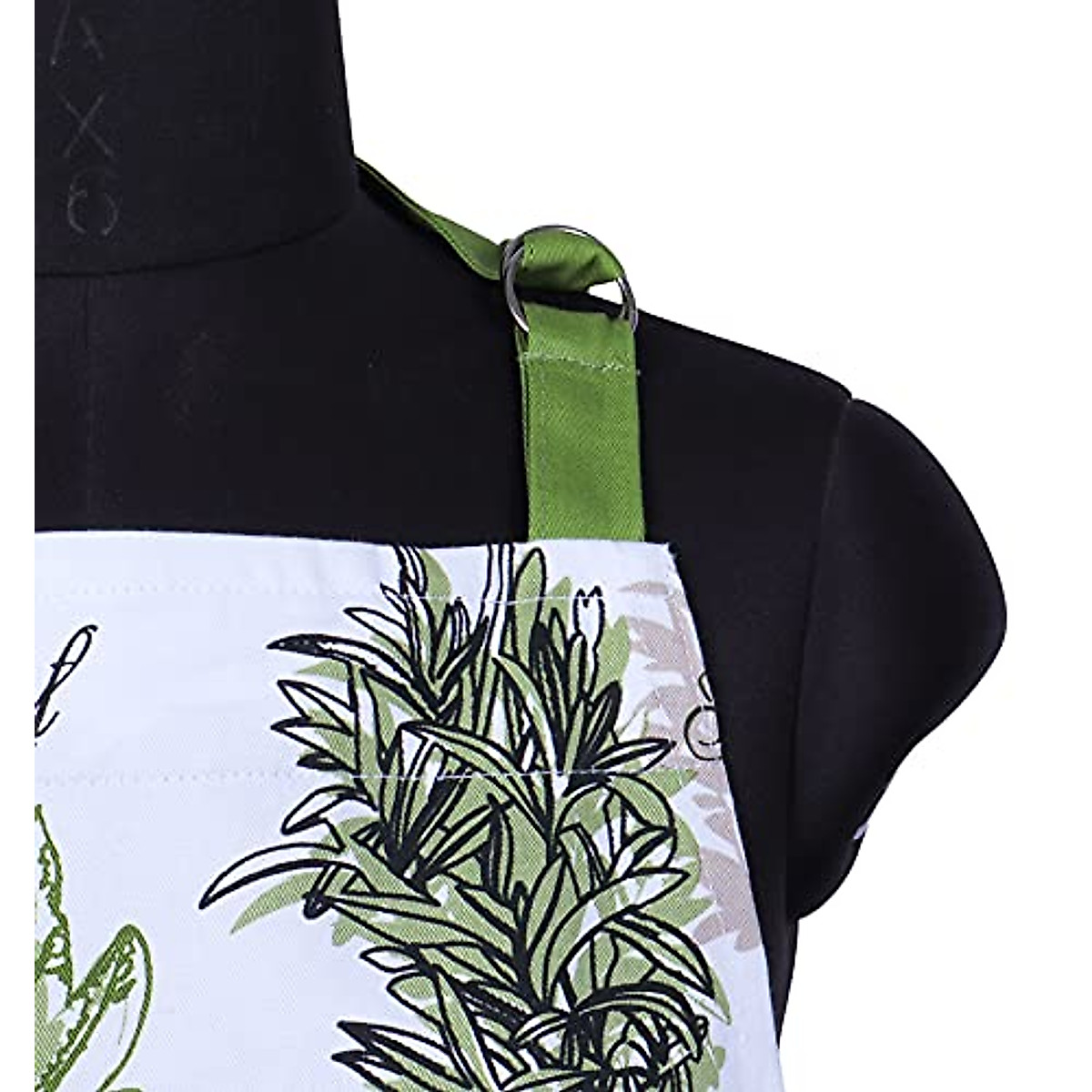 AMOUR INFINI Aprons for Women Adjustable Strap with Waist Ties Aprons for Baking, Cooking, Gardening Cotton Washable, Reusable Spring & Easter Apron (27.5 x 33 Inches - Herb Garden)