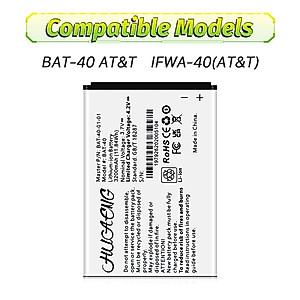 HUAENG BAT-40 Battery, (Upgraded) 3200mAh High Capacity Replacement Battery for AT&T IFWA-40 IFWA40 Mobile Hotspot Rechargeable Lithium-ion Battery