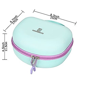 Tourmate Hard Travel Case for Riwbox CT-7 / CT-7S Cat Ear LED Light Kids Wireless Headphones, Protective Carrying Storage Bag (Purple&Green)
