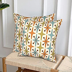 Vazzio Throw Pillow Covers Set of 2, Mid Century Modern Abstract Star Pattern Decorative Pillow Cases Soft Cushion Covers for Home Sofa Couch Bed 18x18 Inches