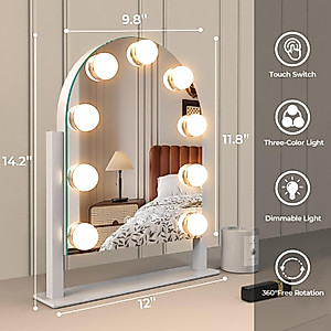 ZL ZELing Makeup Mirror with Lights, Vanity Mirror with Lights, Lighted Makeup Mirror, 3 Color Modes, Dimmable Light,360° Rotation