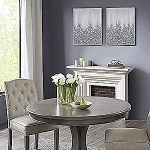 Madison Park Wall Art Living Room Decor-Embellished Hand Painted Metallic Canvas, Home Accent Glitter Abstract Bathroom Decoration Ready to Hang Bedroom Painting, Each 22"W x 28"H x 1.5"D, Silver, 2 Piece Set