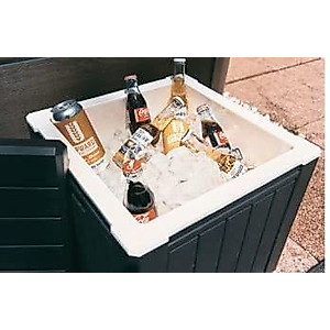 Hot Tub Towel and Robe Warmer/Cooler/Deck Box with Microwavable Heat Pad - Weather-Resistant, Large Capacity for Outdoor Hot Tub Pool or Spa (Black)