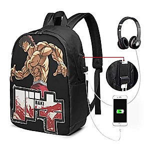 WAYOQI Baki the Grappler Laptop Backpack College Backpack Waterproof Durable Business Backpack With Usb Port Work Travel Casual Daypack 17 Inch