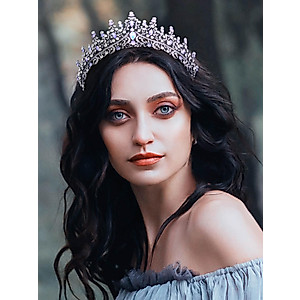 SWEETV Purple Iridescent Tiara Crown Queen Crowns for Women Aurora Borealis Crystal Princess Tiara Hair Accessories for Prom Cosplay Birthday Halloween