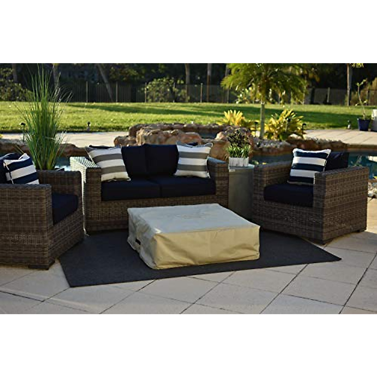 35" x 35" Square Outdoor Propane Gas Fire Pit Table in Gray