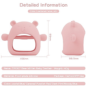 QANGCE Teething Toys for Babies 0-6 Months, Anti-Drop Baby Teething Toys, Food Grade Silicone Teether, Baby Chew Toys, Massage Granules to Relieve Teething Discomfort, Pacifiers for Babies (Dark Pink)