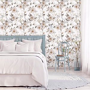 Wudnaye Floral Wallpaper Peel and Stick Wallpaper Floral Contact Paper for Cabinets 17.7inch× 118.1inch Flower Wallpaper Stick and Peel Removable Self Adhesive Wallpaper for Bathroom Wall Paper Vinyl