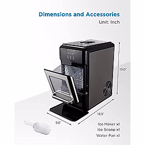 Northair Countertop Nugget Ice Maker 44lbs Per Day with a Ice Scoop
