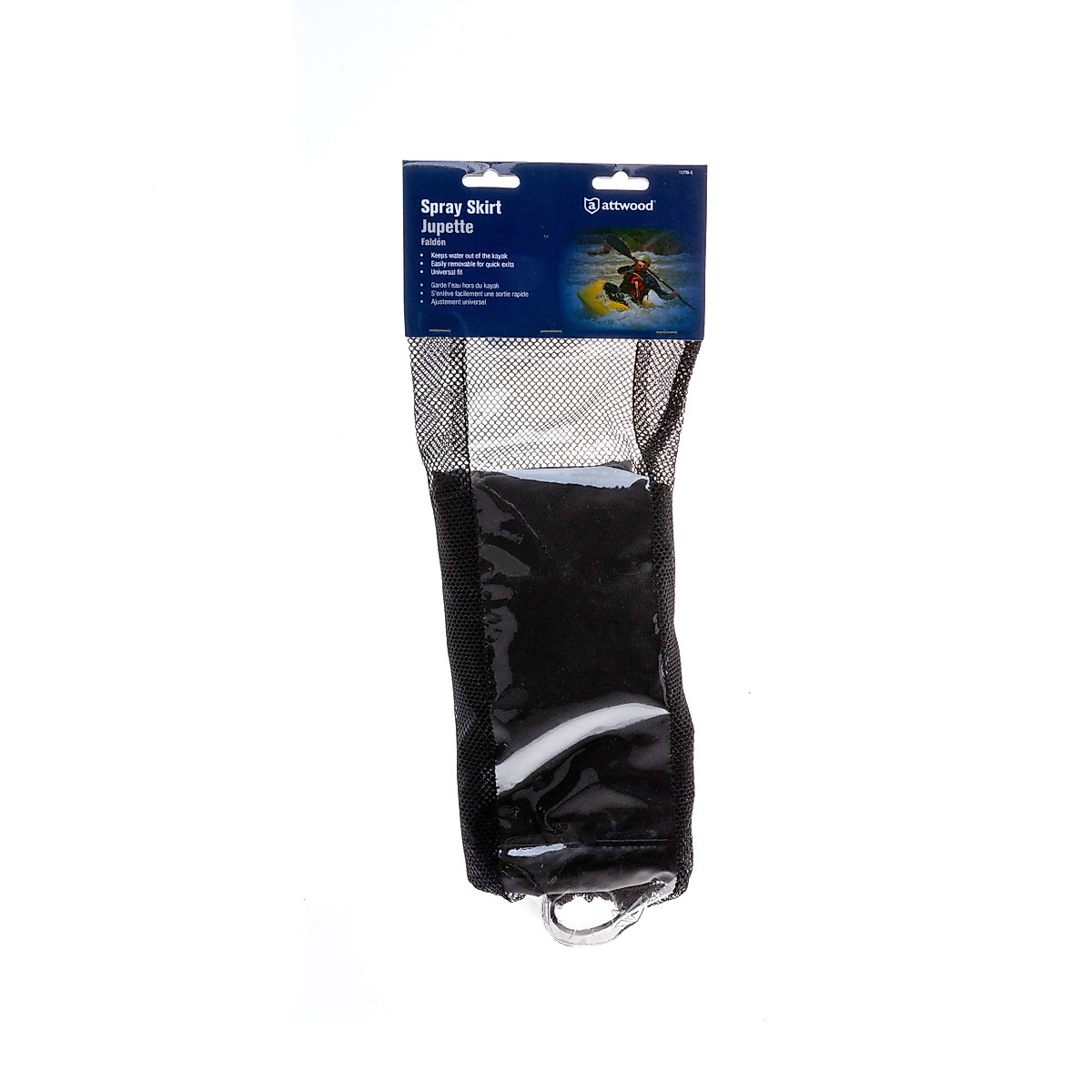 Attwood 11776-5 Kayak Nylon Spray Skirt with Mesh Storage Bag, Black