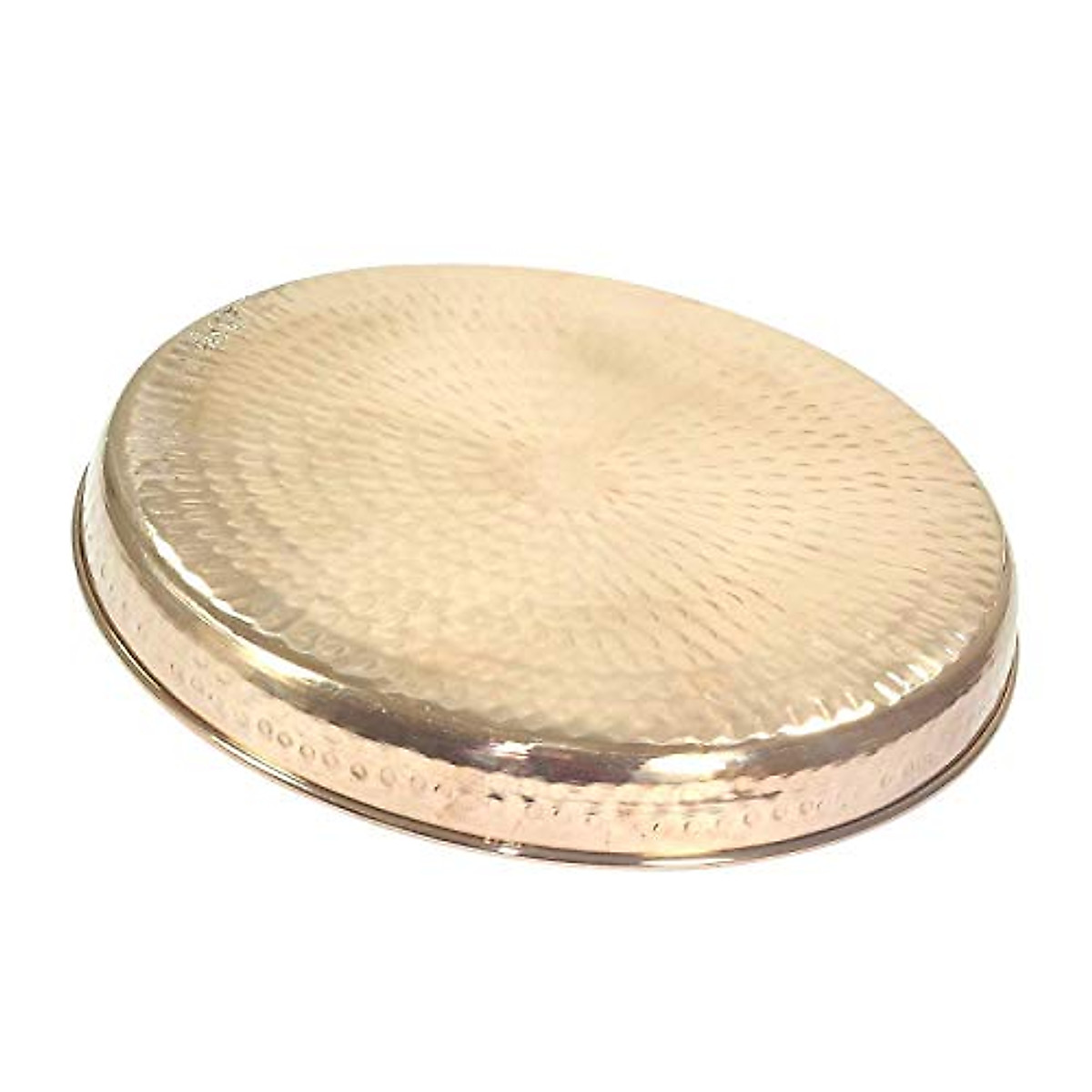 Prisha India Craft 100% Pure Copper Dinner Plate - DIAMETER 12 INCH- Traditional Kitchen Special Thali Plate For Home Decorative Restaurant Ware Hotel - CHRISTMAS GIFTS