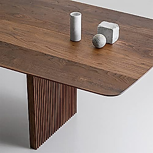 BIGMAII Brown Soild Wood Conference Table Modern Rectangle Dining Table Wooden Kitchen Table with Double Pedestal for Home Office Dining Room - 94.5" L Only Table