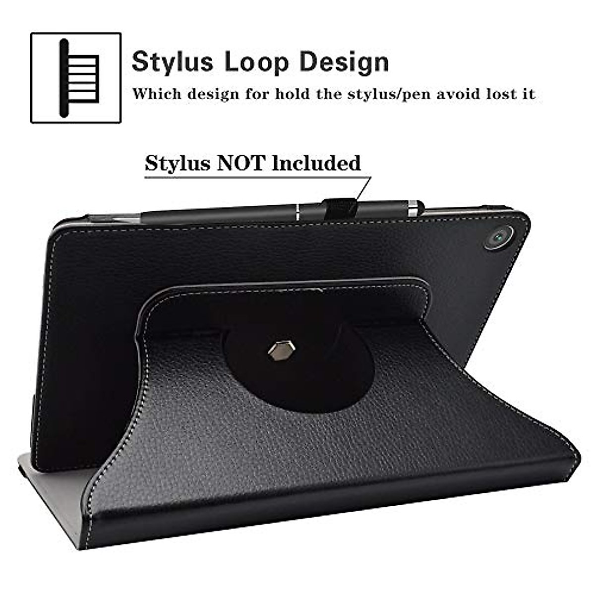 LiuShan Compatible with Huawei MatePad T10s Case,Huawei MatePad T10 Case，360 Degree Rotation Stand PU Leather with Cute Pattern for 10.1" Huawei MatePad T10s / Huawei MatePad T10 Tablet,Black