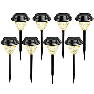 Outdoor Solar Lights 8 PCS ,Waterproof Bright Solar Garden Lights Color Changing+Warm White LED Garden Decor,Up to 12 Hrs Long Last Solar Lights Outdoor Waterproof for Landscape,Walkway, Patio, Yard