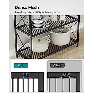 SONGMICS 5-Tier Metal Storage Rack, Shelving Unit with X Side Frames, Dense Mesh, 12.6 x 31.5 x 57.3 Inches, for Entryway, Kitchen, Living Room, Bathroom, Industrial Style, Black UBSC185B01