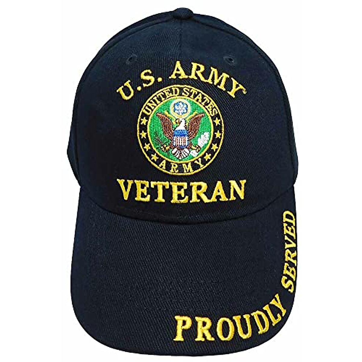 N/A.1 Ant Enterprises U.S. Army Veteran Proudly Served Black Adjustable Embroidered Cap Hat Licensed