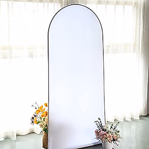 Efavormart 7ft White Spandex Fit Round Top Backdrop Frame Stand Cover, 2-Sided Wedding Arch Cover
