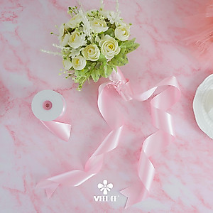 MEEDEE Pink Satin Ribbon - 2 Inch Double Faced Satin Ribbon by 25 Yards for Gift Wrapping, DIY Crafts, Weddings, Flower Bouquets, Holiday Decorating