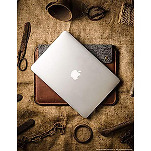 Genuine Italian Leather Case/Sleeve for MacBook Pro 13/14 / 15/16 inch 100% Wool Felt handmade unique vintage laptop cover Top Quality Secure MB Air 13 M1 M2 bag Engraved Gift, Crazy Horse Craft