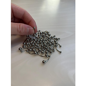 FIFTH CUE 14G Surgical Surgical Steel Belly Ring - 3/8" (10mm) 4x6mm Balls