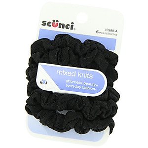 Scunci Effortless Beauty Mini Slinky Black Twisters 18, 3 Count