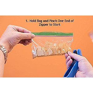ZipSealer- The Original Zipper Lock Bag Sealer. The Easiest & Fastest Way To Seal Zipper Lock & Zip Top Bags. Patented. (Red)