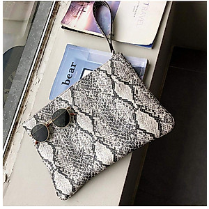 Handbags for Women Snake Printed Clutch Purse Snakeskin Envelope Clutch Bags for Casual Wedding Party (Light grey)