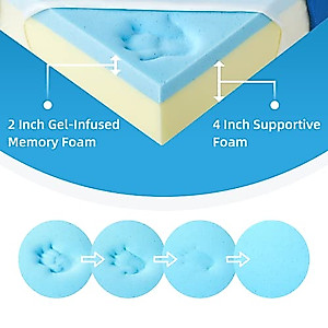 Jamdok 6-Inch Tri Folding Gel-Infused Memory Foam Mattress with Storage Bag and Mattress Protector, Floor Mattress for Guest, Playing, SUV Camping Mattress,Full (75“x 54“x 6“)…