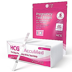 AccuMed Pregnancy Test Strips, 25-Count Individually Wrapped Pregnancy Strips, Early Home Detection Pregnancy Test Kit, Clear HCG Test