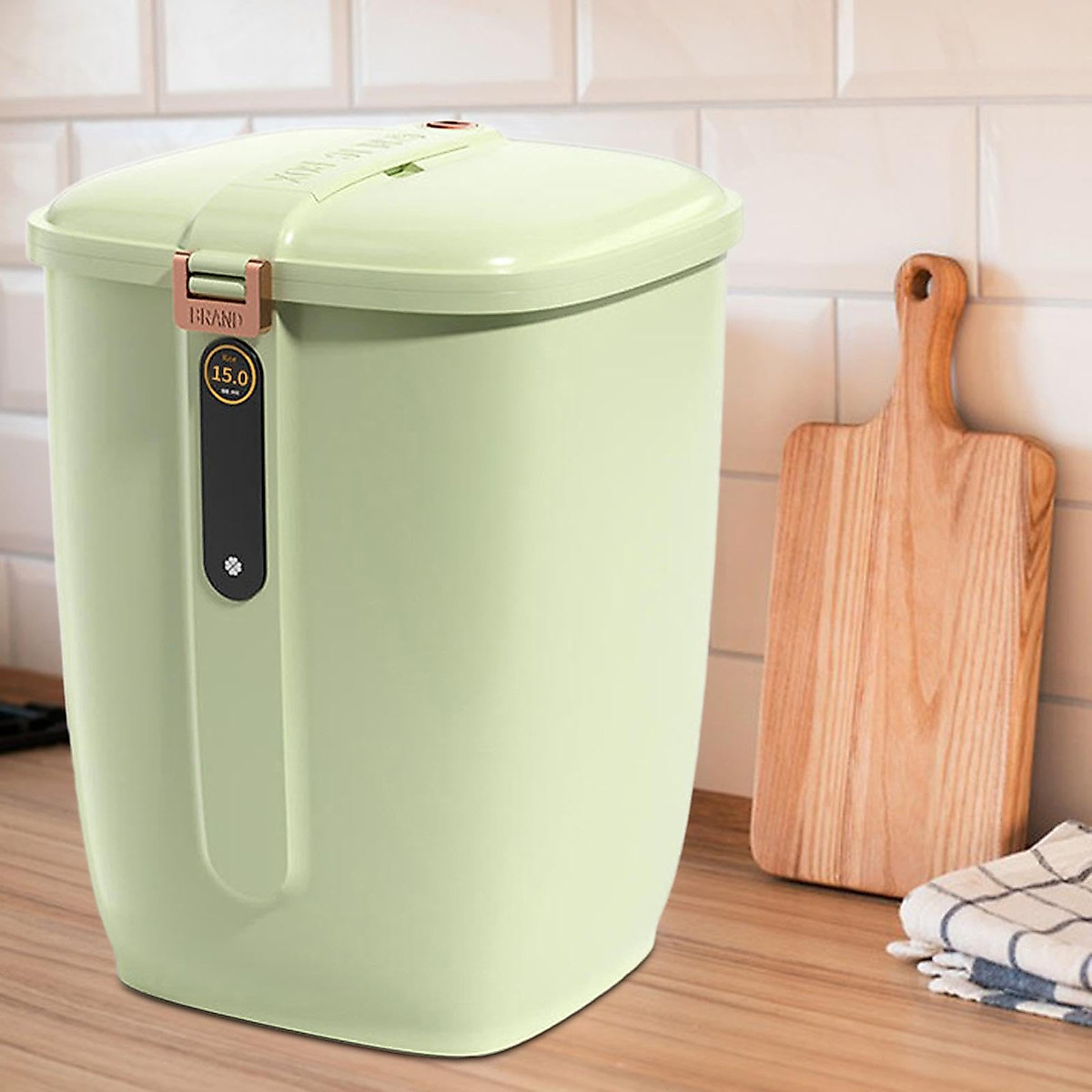 Fenteer Rice Storage Container, Food Grain Box Bin Dispenser Bucket, Leakproof Lid Rice Grain Bucket, Cereal Flour Bin for Dry Food, for 15KG