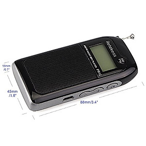Retekess PR12 Digital Radio, Pocket Radio AM FM, Mini Radio with Micro SD, Backlit Display and Earphone Jack, Suit for Jogging and Gym (Black)